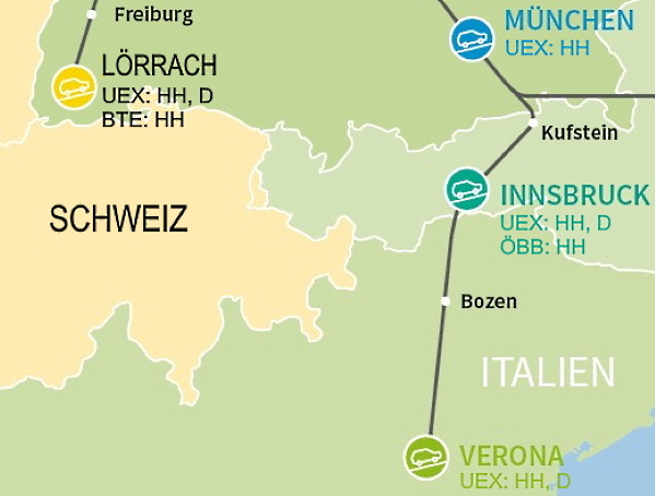 Autoreisezug in die Schweiz